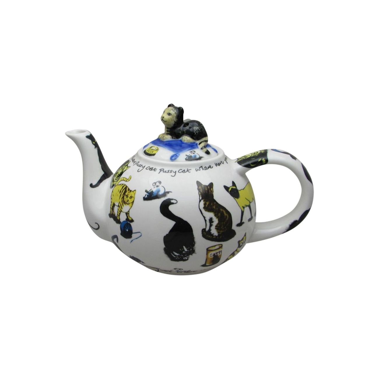 Cat Tea Two Cup Teapot Paul Cardew - Stoke Art Pottery