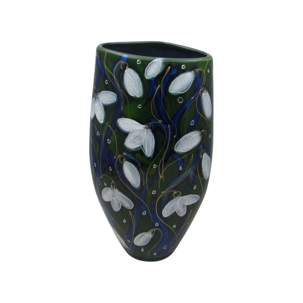 Snowdrop Design Triangle Vase Anita Harris Art Pottery - Stoke Art Pottery