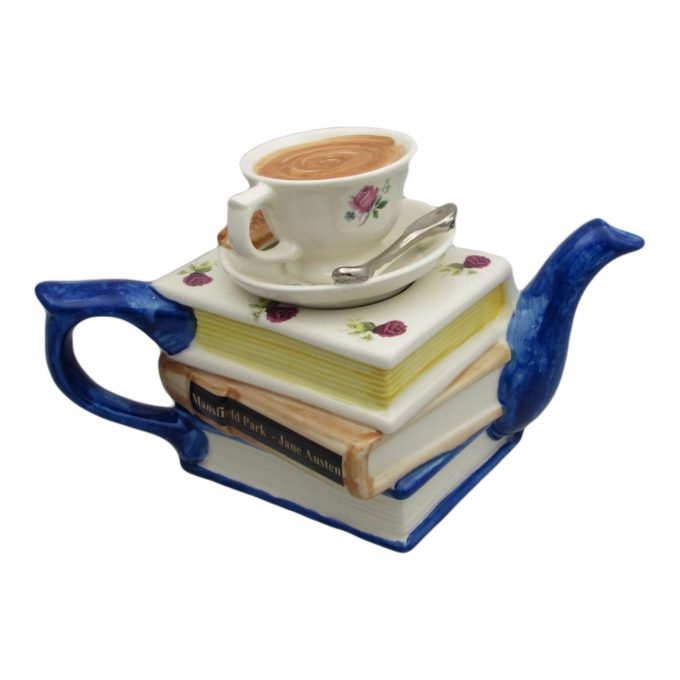Jane Austen Books with Tea Teapot Carters of Suffolk - Stoke Art Pottery