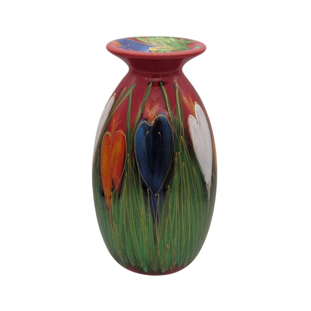 Crocus Design 21cm Vase Anita Harris Art Pottery - Stoke Art Pottery