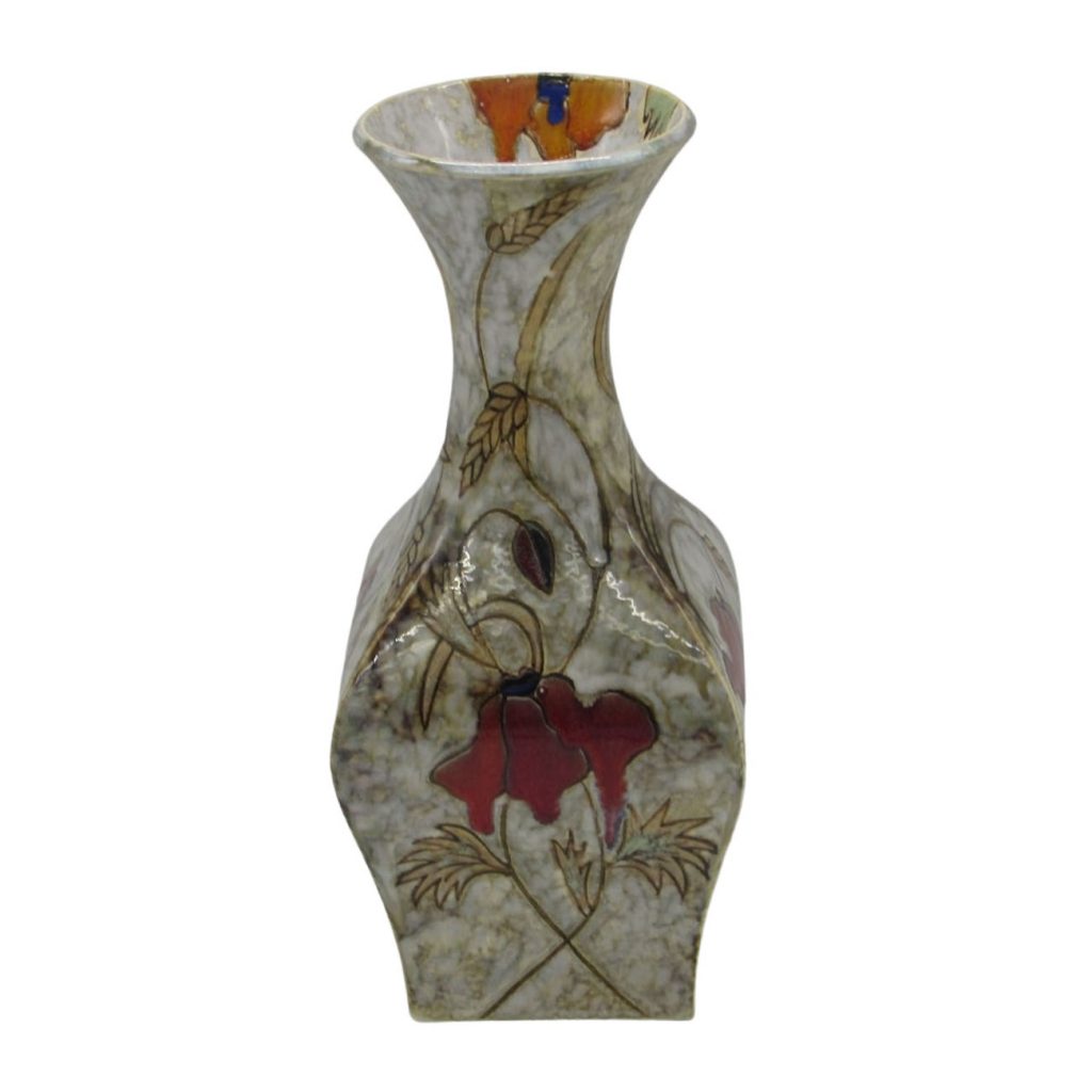 Fields of Gold Design 30cm Vase Black Ryden Pottery - Stoke Art Pottery