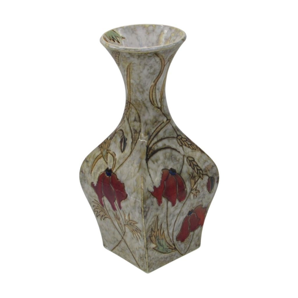 Fields of Gold Design 30cm Vase Black Ryden Pottery - Stoke Art Pottery