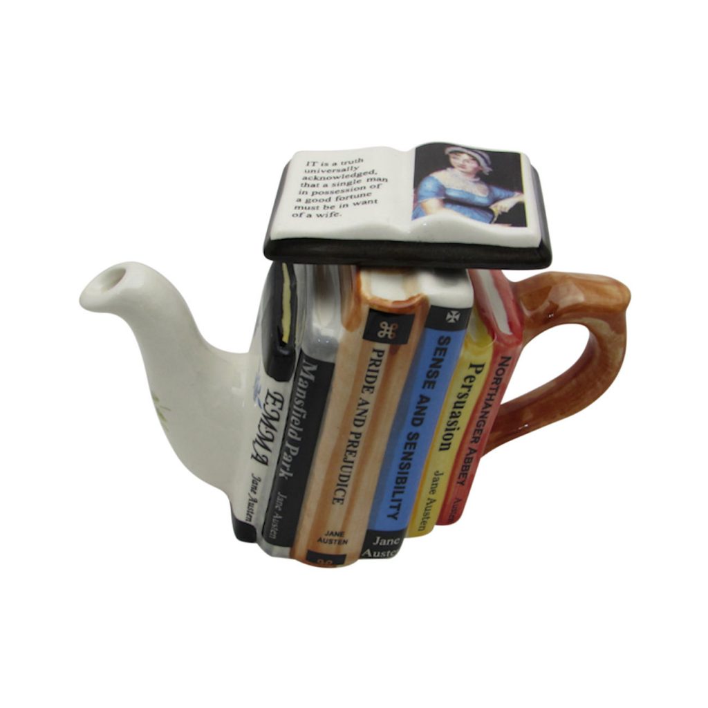 Jane Austen Books with Tea Teapot Carters of Suffolk - Stoke Art Pottery