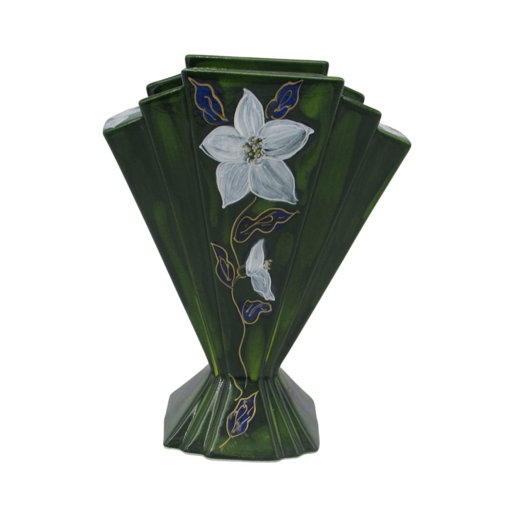 Christmas Rose Large Fan Vase Anita Harris Art Pottery - Stoke Art Pottery