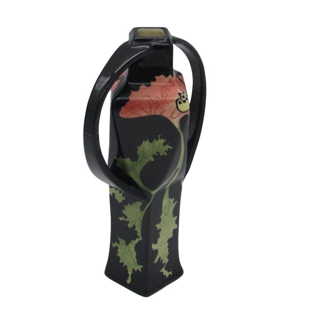 Papaver Design Vase Trial Black Ryden - Stoke Art Pottery