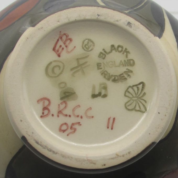 Black Ryden Vase Autumn Call Design - Stoke Art Pottery