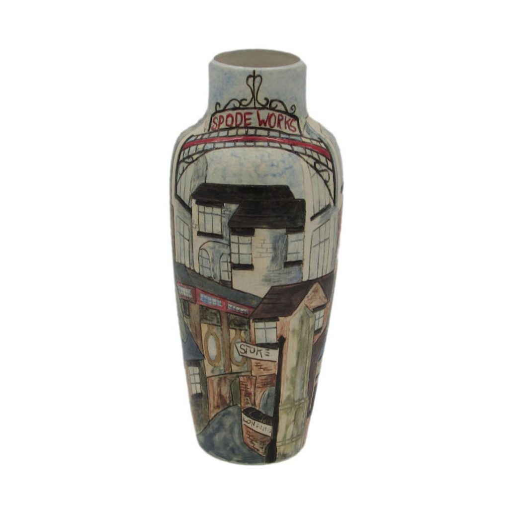 Spode Works Design Tall Vase By Burslem Pottery - Stoke Art Pottery
