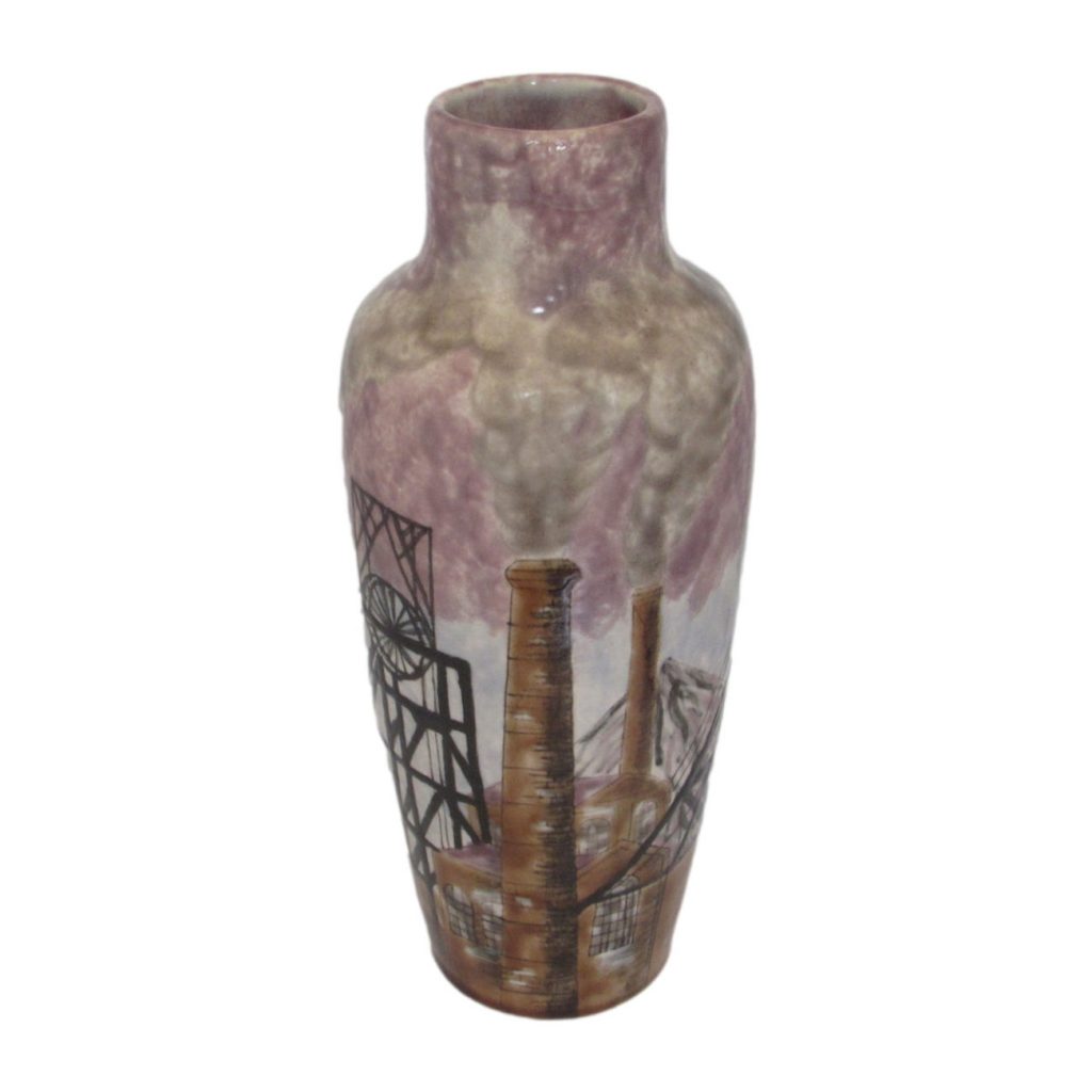Sneyd Colliery Design Vase Cobridge Stoneware - Stoke Art Pottery