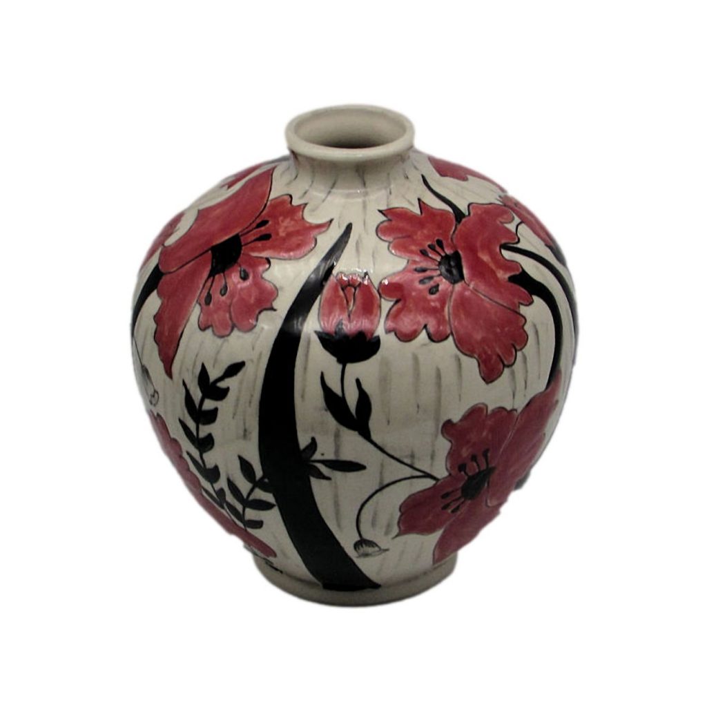 Poppies Design Stoneware Vase by Burslem Pottery. - Stoke Art Pottery