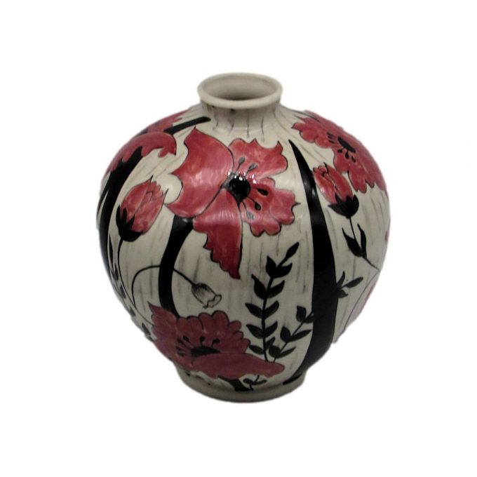 Poppies Design Stoneware Vase by Burslem Pottery. - Stoke Art Pottery