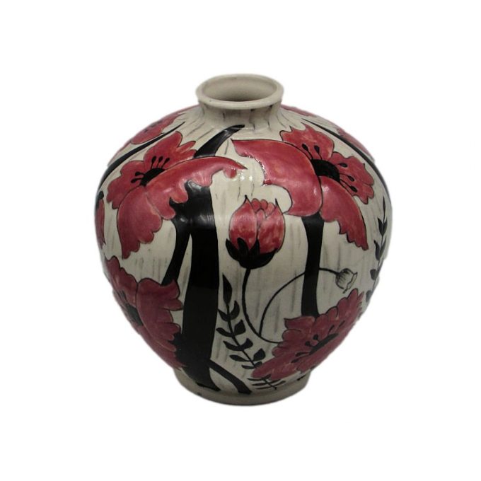 Poppies Design Stoneware Vase by Burslem Pottery. - Stoke Art Pottery