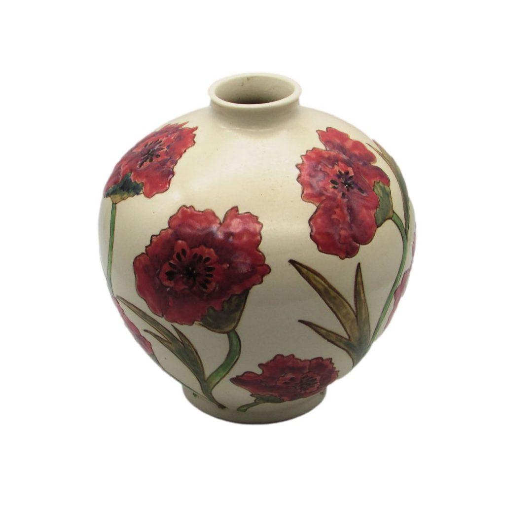 Poppy Design Stoneware Vase by Burslem Pottery. - Stoke Art Pottery