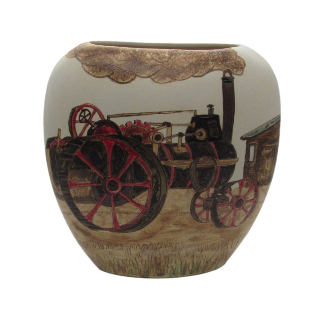 Farming Past Design Stoneware Vase Burslem Pottery - Stoke Art Pottery