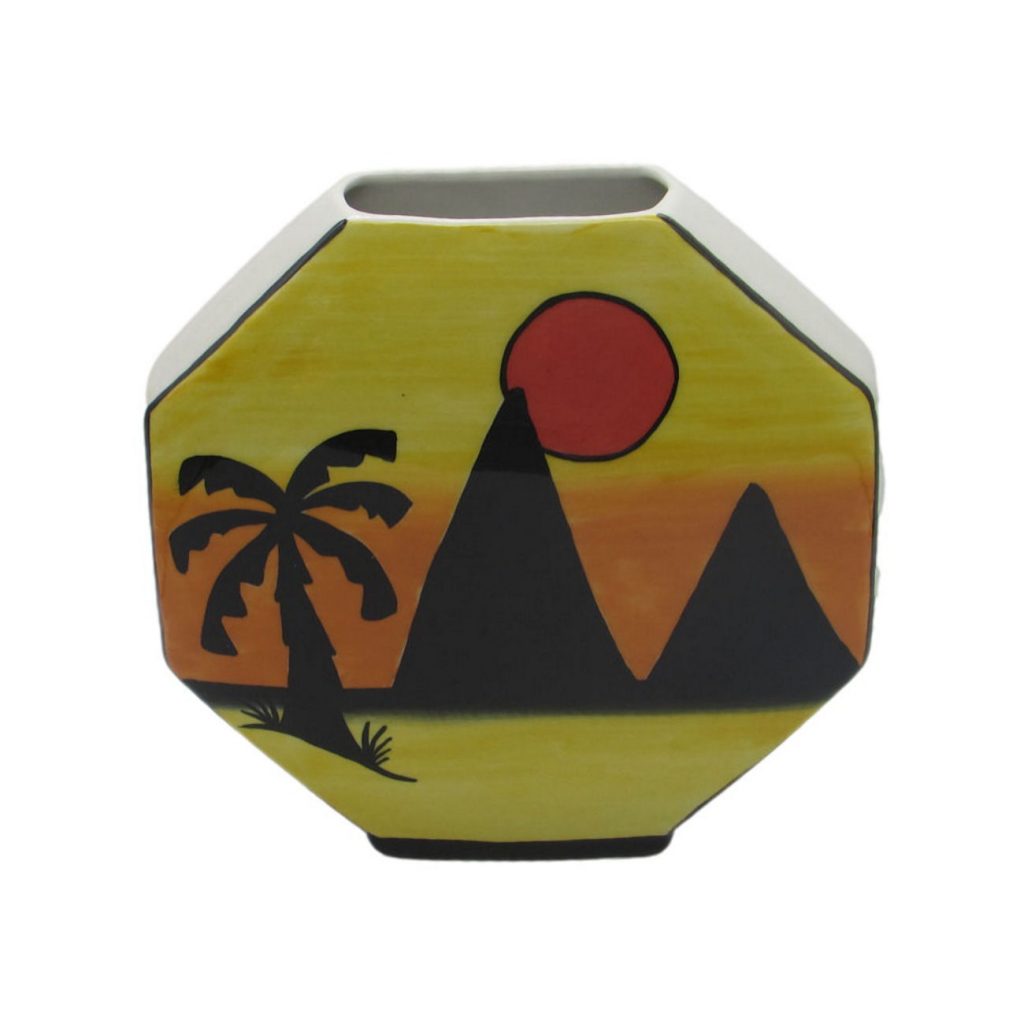 Pyramid Design Octagonal Vase Lorna Bailey Artware - Stoke Art Pottery