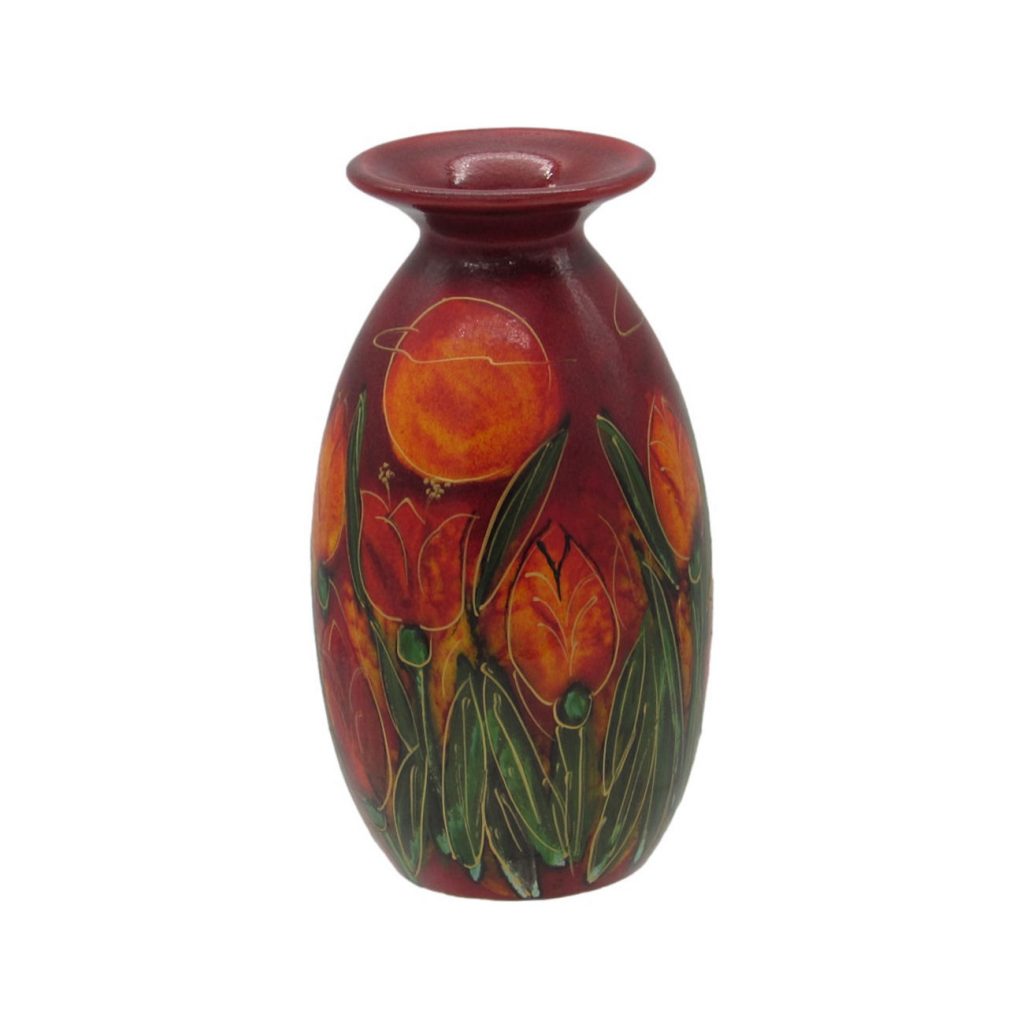 Spring Tulip Design 21cm Vase Anita Harris Art Pottery - Stoke Art Pottery