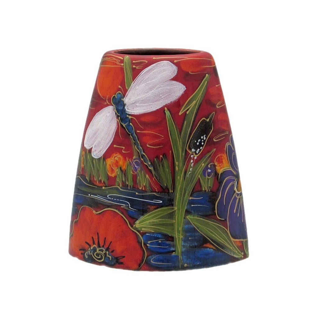 Dragonfly Design 16cm Vase Anita Harris Art Pottery - Stoke Art Pottery