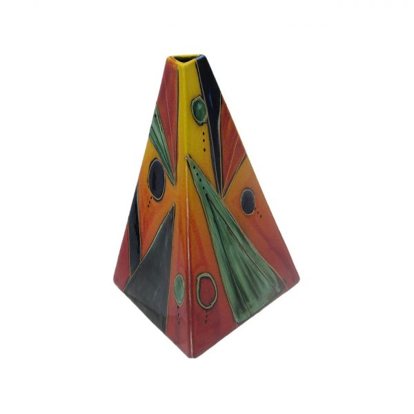 Jazz Design Pyramid Shape Vase Anita Harris Art Pottery - Stoke Art Pottery