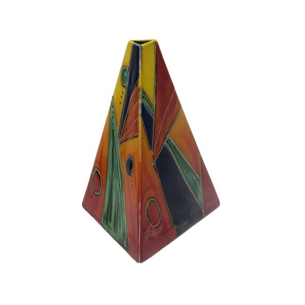 Jazz Design Pyramid Shape Vase Anita Harris Art Pottery - Stoke Art Pottery